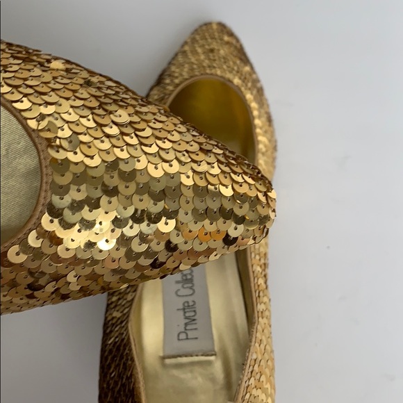 Private Collection | Shoes | Private Collection Gold Sequin Pumps ...